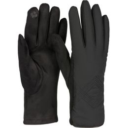 styleBREAKER Full Finger Gloves 'Touchscreen Handschuhe Zick-Zack bestickt' female size XS/XL Black