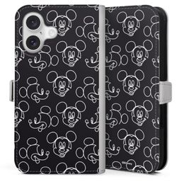 DeinDesign iPhone 16 Handy Klapph&uuml;lle Handyh&uuml;lle aus Kunst Leder wei&szlig; Flip Case Mickey Mouse Disney Official Licensed Product Sideflip mit Lasche