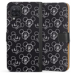 Galaxy A12 Handy Klapph&uuml;lle Handyh&uuml;lle aus Kunst Leder schwarz Flip Case Mickey Mouse Disney Official Licensed Product Sideflip mit langer Lasche
