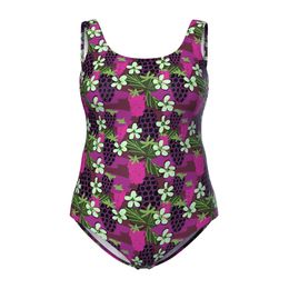 Ulla Popken Badeanzug Damen Gr&ouml;&szlig;e M/L limette / brombeer / pink / schwarz