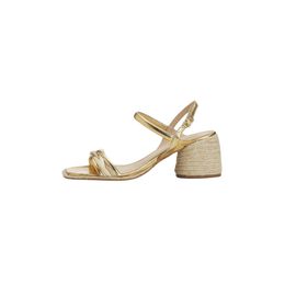 Mangara Atelier Strap Sandals 'Albizia Damen Riemensandalen Leder Gold Blockabsatz Raffia 7 cm' female size 42 Gold