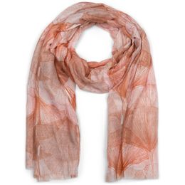 styleBREAKER Schal 'Langer Schal Ginkgo Leaves' Damen Gr&ouml;&szlig;e One Size rostbraun