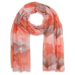 styleBREAKER Schal 'Langer Schal Ginkgo Leaves' Damen Gr&ouml;&szlig;e One Size orange
