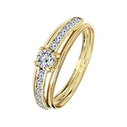 Lucardi Ring 'Klassisch' Damen Gr&ouml;&szlig;e 50 gold / transparent