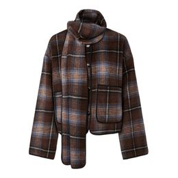 Y.A.S YAS Jacke 'YASCALINO' Damen Gr&ouml;&szlig;e M hellblau / hellbraun / dunkelbraun / wei&szlig; Sommerjacke