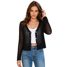 Kojooin Strickjacke Damen Gr&ouml;&szlig;e L schwarz