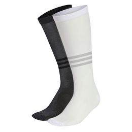adidas originals Socken 'SHEER HIGH CREW 2 PAIRS' Damen Gr&ouml;&szlig;e 43/45 hellgrau / schwarzmeliert / wei&szlig;