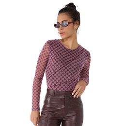 No Matter What Blouse Bodysuit female size L Light grey / Burgundy