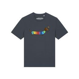 Watapparel T-Shirt 'Regenbogen Dackel' Herren Gr&ouml;&szlig;e XS anthrazit / mischfarben