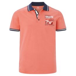 Jan Vanderstorm Poloshirt 'Olftin' Herren Gr&ouml;&szlig;e 7XL navy / hellorange / rot / wei&szlig;