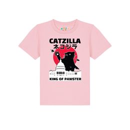 Watabout.kids T-Shirt 'Catzilla' Jungen Gr&ouml;&szlig;e 122/128 rosa / rot / schwarz / wei&szlig;