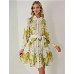 Hiccup Shirt Dress female size 42 Cream / Green / Apple / White