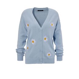 Aniston Casual Strickjacke Damen Gr&ouml;&szlig;e M hellblau / gelb / wei&szlig;