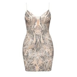 Ombre Kleid Damen Gr&ouml;&szlig;e 38 beige / silber