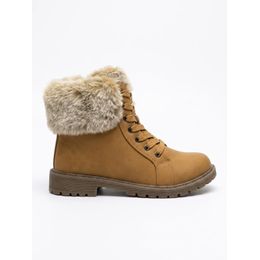 TorWeit Booties 'Fluffy Lace Up Winter Boots' female size 37 Caramel
