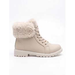 Torweit Ankle Boots 'Fluffy Lace Up Winter Boots' Damen Gr&ouml;&szlig;e 36 eierschale