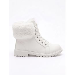 Torweit Ankle Boots 'Fluffy Lace Up Winter Boots' Damen Gr&ouml;&szlig;e 40 offwhite
