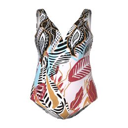 Ulla Popken Badeanzug Damen Gr&ouml;&szlig;e 10XL hellblau / sepia / schwarz / wei&szlig;
