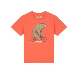 Watabout.kids T-Shirt 'Fahrradb&auml;r' Jungen Gr&ouml;&szlig;e 98/104 beige / koralle / schwarz