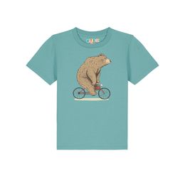 Watabout.kids T-Shirt 'Fahrradb&auml;r' Jungen Gr&ouml;&szlig;e 110/116 beige / t&uuml;rkis / hellbraun / rot