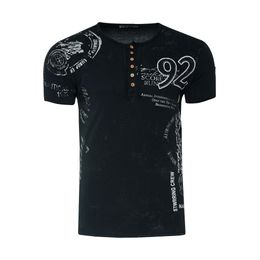 Rusty Neal T-Shirt mit Knopfleiste Herren Gr&ouml;&szlig;e XL schwarz