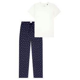 Schiesser Pajama 'Mix & Relax' female size XL Dark blue / White