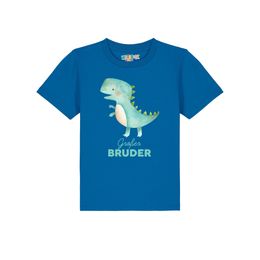 Watabout.kids T-Shirt 'Dinosaurier 03 Gro&szlig;er Bruder' Jungen Gr&ouml;&szlig;e 110/116 royalblau / mint