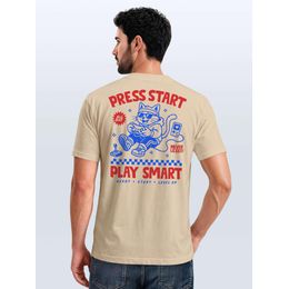 Neverless Shirt 'Play smart' Herren Gr&ouml;&szlig;e L beige