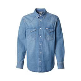 Wrangler Button Up Shirt male size S Blue denim