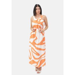 Elara Kleid Damen Gr&ouml;&szlig;e 34/42 orange / wei&szlig; Sommerkleid