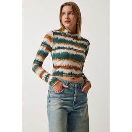 Happiness İstanbul Shirt Damen Gr&ouml;&szlig;e L camel / hellbeige / petrol
