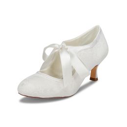 Jiajia Pumps '14031-1 Elegante Spitzen-Pumps in mit Schleife, Vintage Stil' Damen Gr&ouml;&szlig;e 39 elfenbein