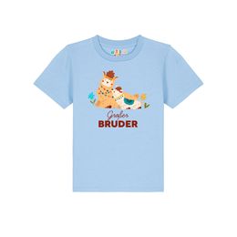 Watabout.kids T-Shirt ' Lama Gro&szlig;er Bruder ' Jungen Gr&ouml;&szlig;e 134/146 hellblau / mischfarben