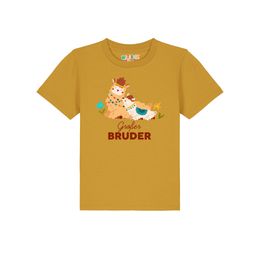 Watabout.kids T-Shirt 'Lama Gro&szlig;er Bruder' Jungen Gr&ouml;&szlig;e 98/104 ocker / mischfarben