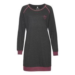 Vivance By Lascana Nachthemd 'Dreams' Damen Gr&ouml;&szlig;e XXL dunkelgrau / pink