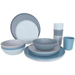 Bo-Camp Geschirrset Molvadite 16-teilig, blau/grau