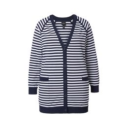 Ulla Popken Strickjacke Damen Gr&ouml;&szlig;e XXL/XXXL dunkelblau / wei&szlig;
