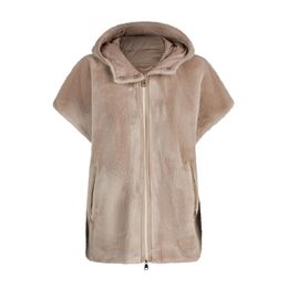 WHITE LABEL Poncho-Weste mit angeschnittener Kapuze aus Kunstfell, L&auml;nge Gr. 38 ca. 70 cm Damen Gr&ouml;&szlig;e S grau