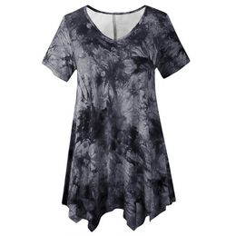 KoJooin Blouse 'Kurzarmhemden f&uuml;r Damen in gro&szlig;en Gr&ouml;&szlig;en, l&auml;ssige Sommerkleidung, asymmetrische Tunikablusen' female size XXXL Grey