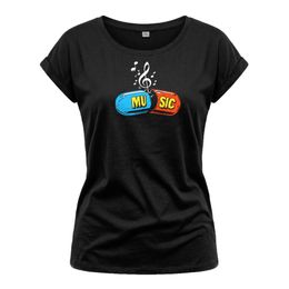 Makaya Shirt 'Music Pill' Damen Gr&ouml;&szlig;e XXL schwarz