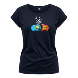 Makaya Shirt 'Music Pill' Damen Gr&ouml;&szlig;e L blau