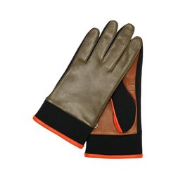 Kessler Handschuhe 'Stella' Damen Gr&ouml;&szlig;e M/L cognac / khaki / orange / schwarz