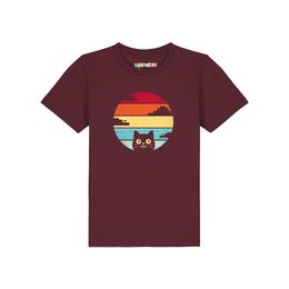 Watabout.kids T-Shirt 'Retro Sunset Cat' Jungen Gr&ouml;&szlig;e 158 aqua / orange / bordeaux