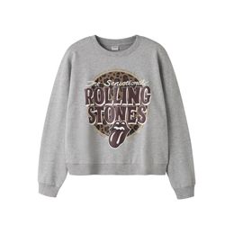 Two Soon Sweatshirt 'The Rolling Stones' M&auml;dchen Gr&ouml;&szlig;e 140/146 braun / dunkelbraun / graumeliert / wei&szlig;