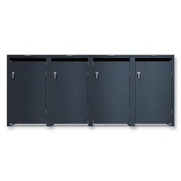 Metzler M&uuml;lltonnenbox, 4er-Boxensystem, f&uuml;r M&uuml;lltonnen bis 240 l, T&uuml;ren/Deckel, abschlie&szlig;bar, B 2650 x T 800 x H 1163 mm, Stahl, anthrazitgrau RAL 7016