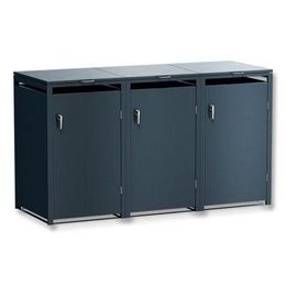 Metzler M&uuml;lltonnenbox, 3er-Boxensystem, f&uuml;r M&uuml;lltonnen bis 240 l, T&uuml;ren/Deckel, abschlie&szlig;bar, B 1985 x T 800 x H 1163 mm, Stahl, anthrazitgrau RAL 7016