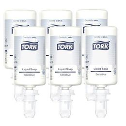 Tork&reg; Fl&uuml;ssigseife S4, 424701, sensitiv, ohne Duftstoffe, dermatologisch getestet, kompatibel mit S4 Hygienespendern, 6 x 1000 ml
