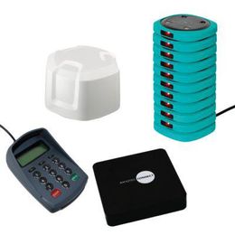 ratiotec Rufsystem CONNECT Starter-Set Pager 10, mit 10 Pagern, Key-Pad, Base und Repeater, Vibration, LED und Ton, t&uuml;rkis