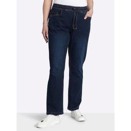 sheego Gro&szlig;e Gr&ouml;&szlig;en Schlupfjeans mit Bindeband, dark blue, Gr&ouml;&szlig;e 54 - Damen