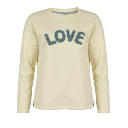 ROADSIGN australia Sweatshirt 'Sweatshirt Botanica mit 3D Bl&uuml;tenoptik & Rundhalsausschnitt' Damen Gr&ouml;&szlig;e L gelb